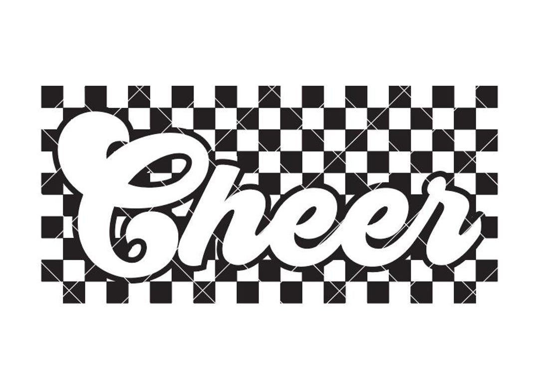 Cheer Script With Checkerboard Background - SVG/DXF/PNG File for ...