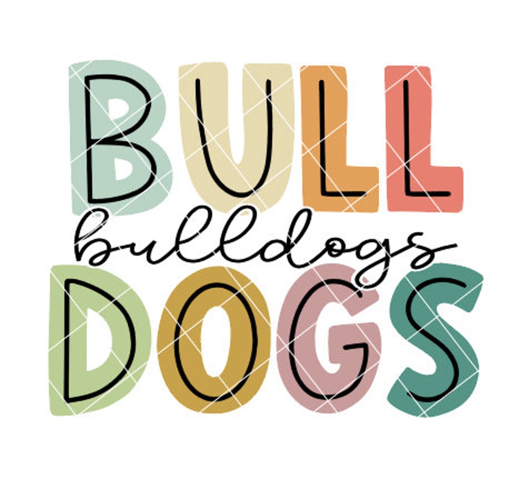 Bulldogs Football - Colored Block Letters - SVG/DXF/PNG File for ...