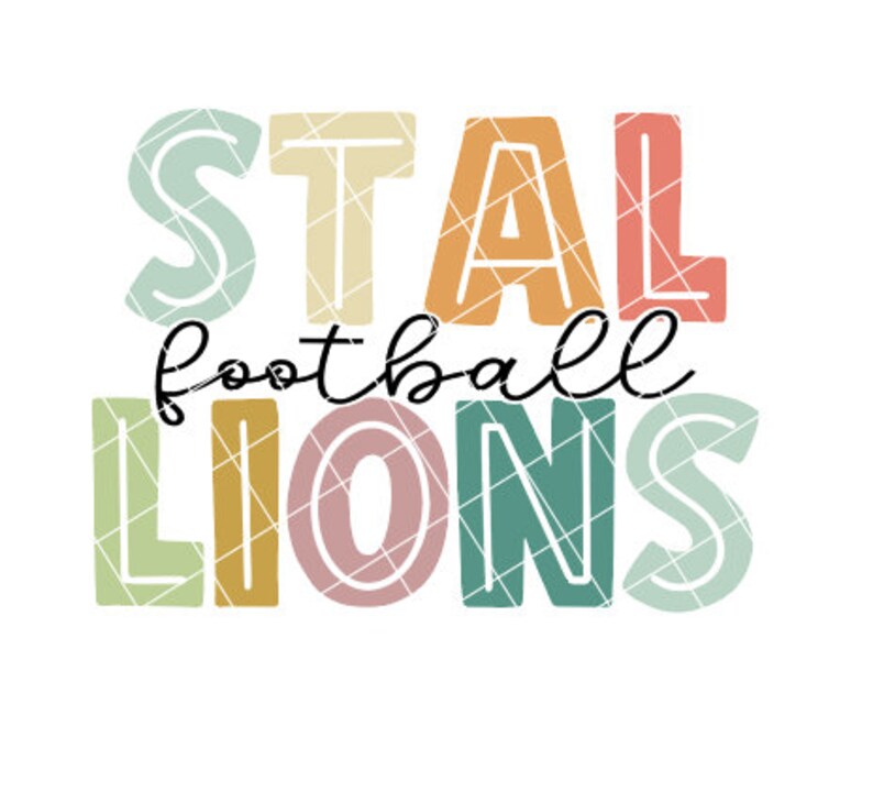 Stallions Football - Colored Block Letters - SVG/DXF/PNG File for ...
