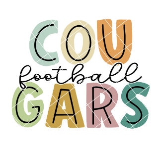 Cougars Football Colored Block Letters SVG/DXF/PNG File - Etsy