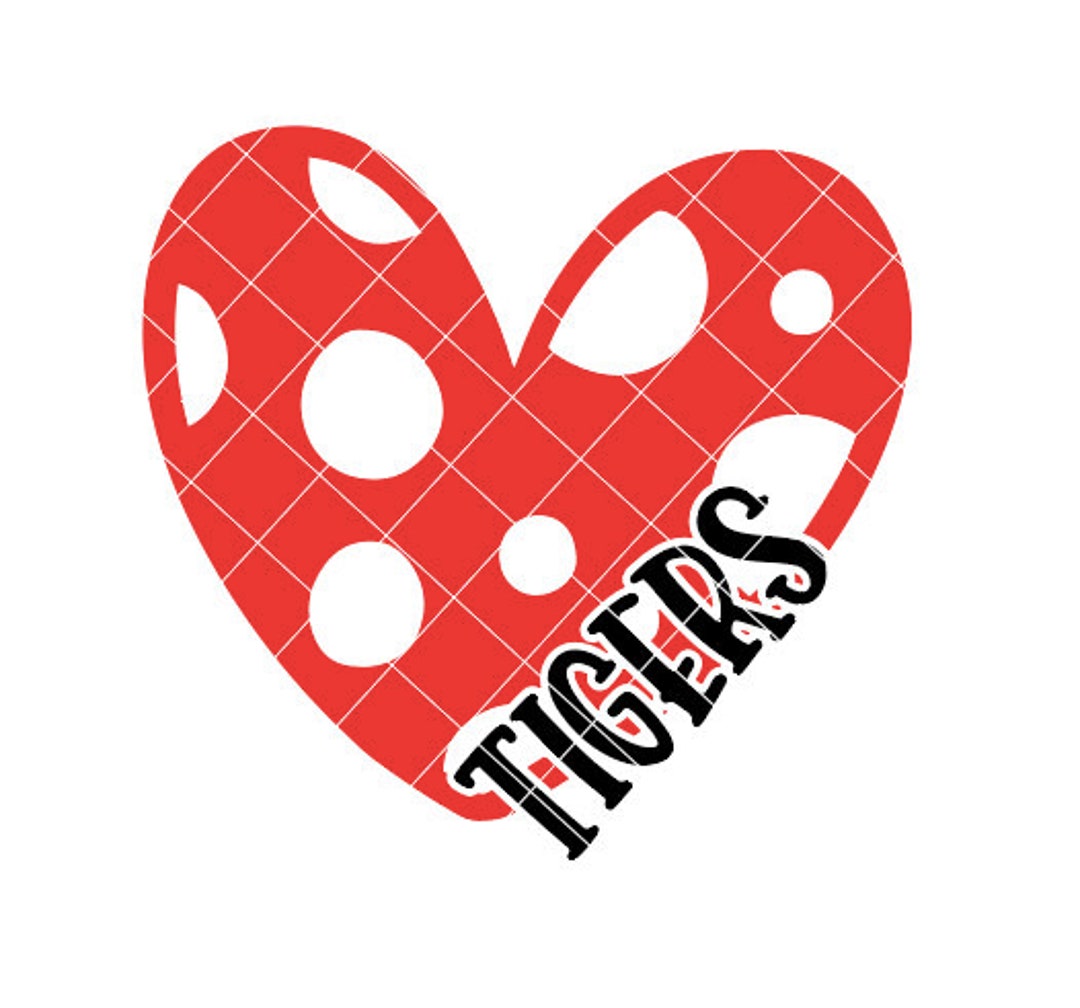 Polka-dotted Heart With Tigers - SVG/DXF/PNG File for Cutting Machines ...