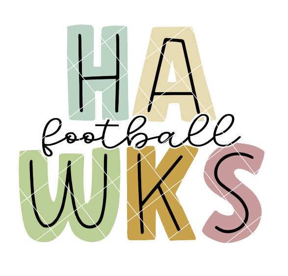 Hawks Football Colored Block Letters SVG/DXF/PNG File for Cutting ...