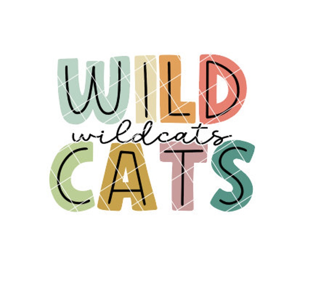 Wildcats Football - Colored Block Letters - SVG/DXF/PNG File for ...