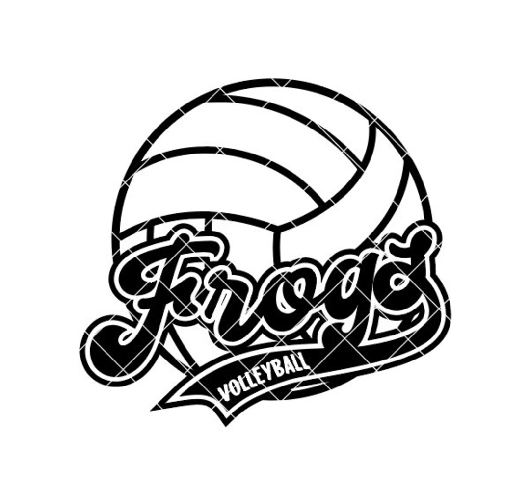 Frogs Volleyball Retro Script Regular and Distressed - SVG/DXF/PNG File ...