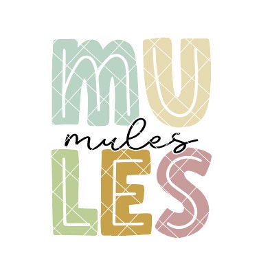Mules Football Colored Block Letters SVG/DXF/PNG File for Cutting ...