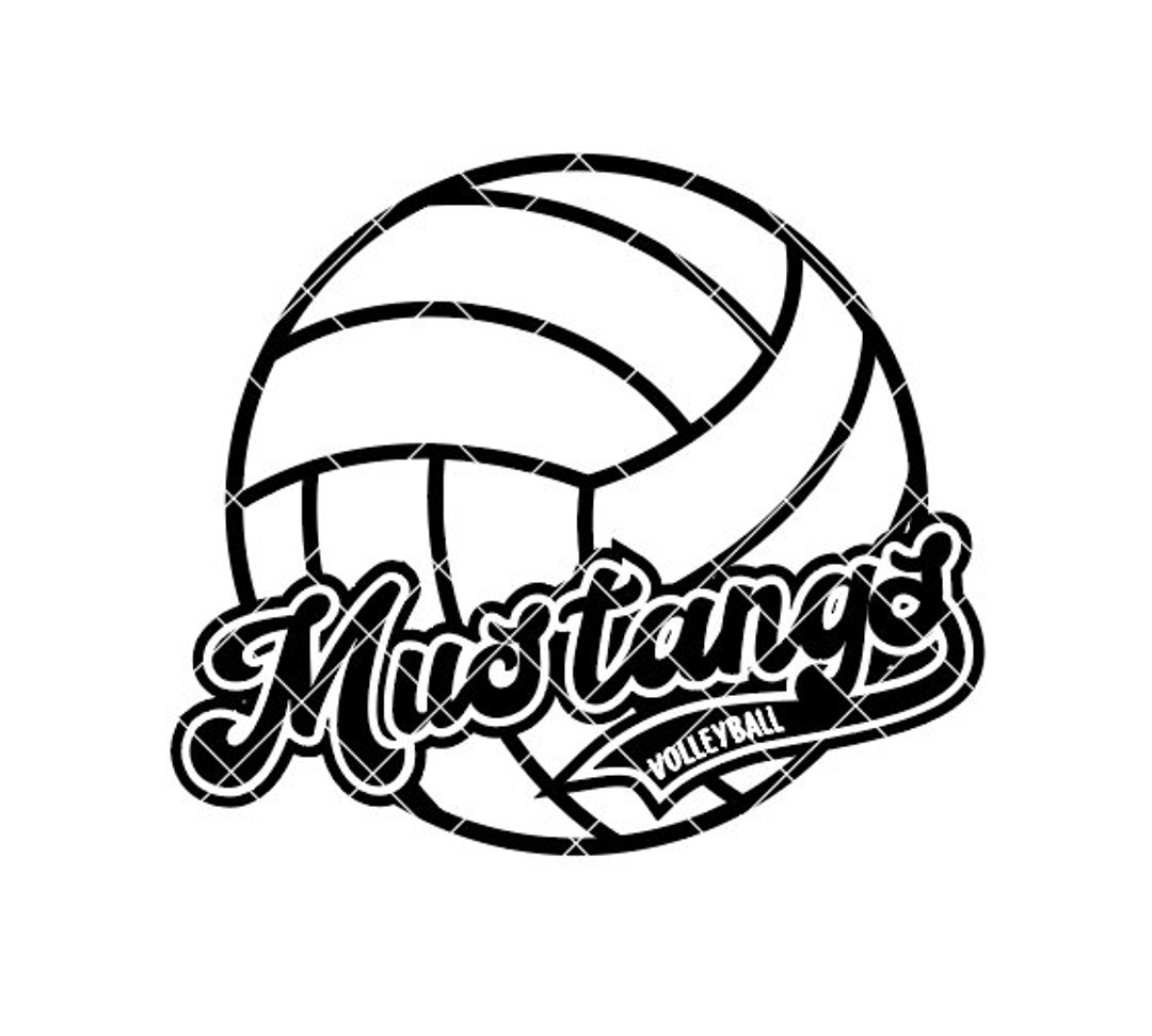 Mustangs Volleyball Retro Script Regular and Distressed - SVG/DXF/PNG ...