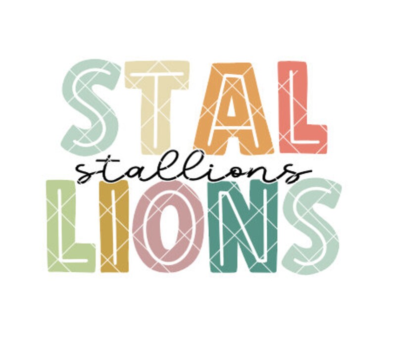 Stallions Football - Colored Block Letters - SVG/DXF/PNG File for ...