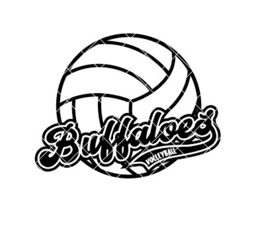 Buffaloes Volleyball Retro Script Regular and Distressed - SVG/DXF/PNG ...