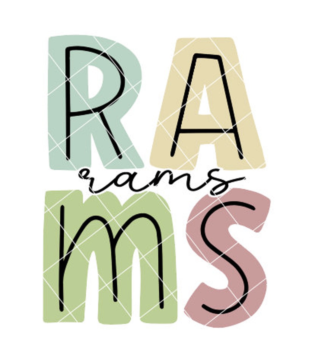Rams Football - Colored Block Letters - SVG/DXF/PNG File for Cutting ...