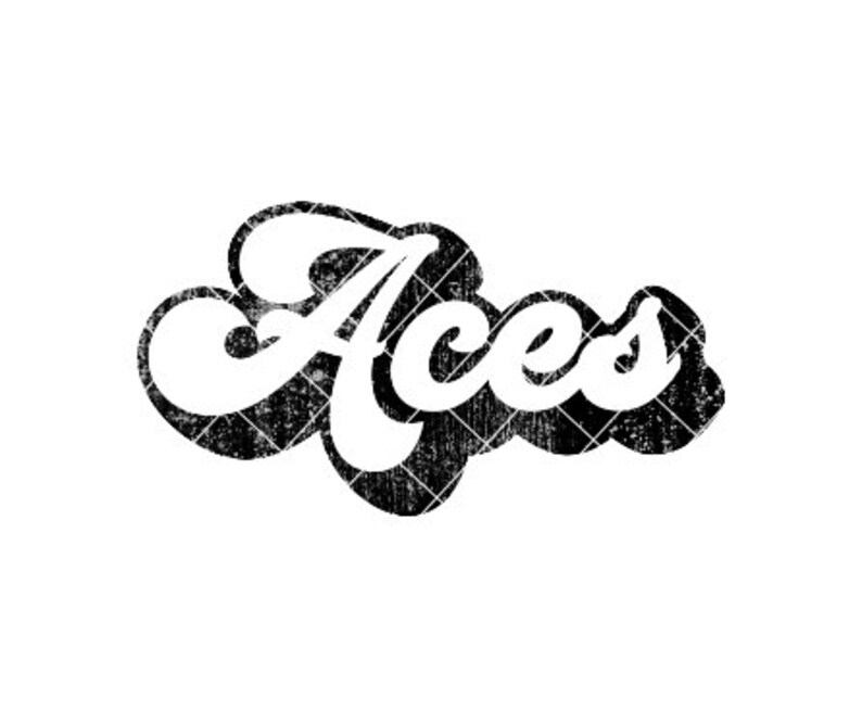 Aces Retro Script Regular and Distressed SVG/DXF/PNG File for Cutting ...