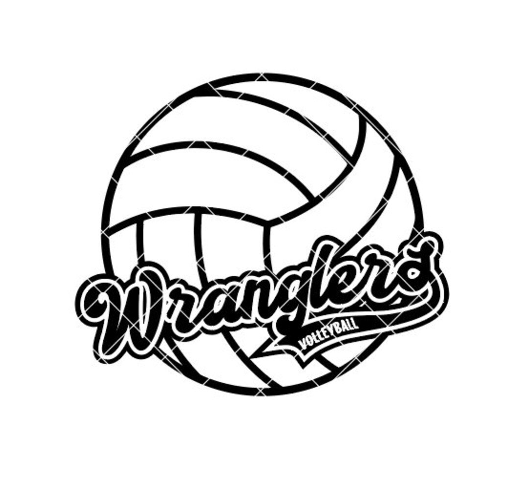 Wranglers Volleyball Retro Script Regular and Distressed - SVG/DXF/PNG ...
