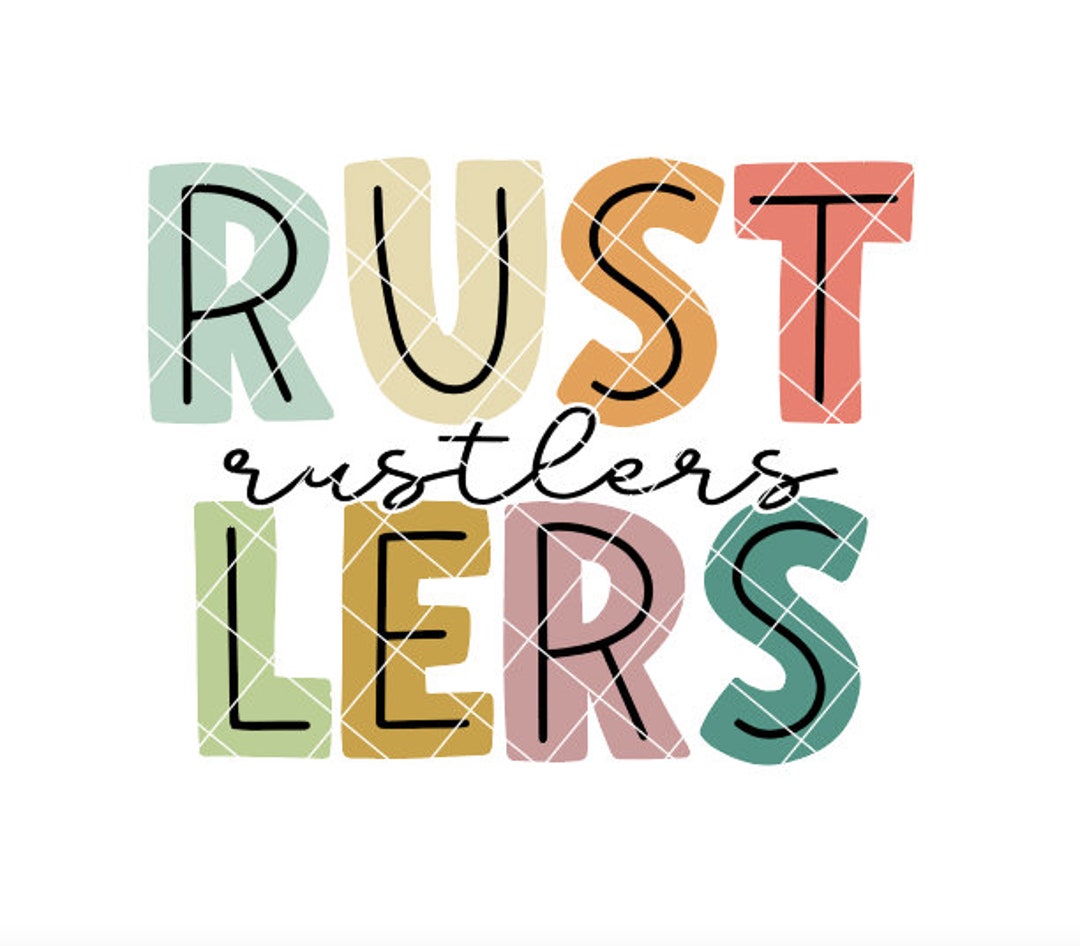 Rustlers Football - Colored Block Letters - SVG/DXF/PNG File for ...