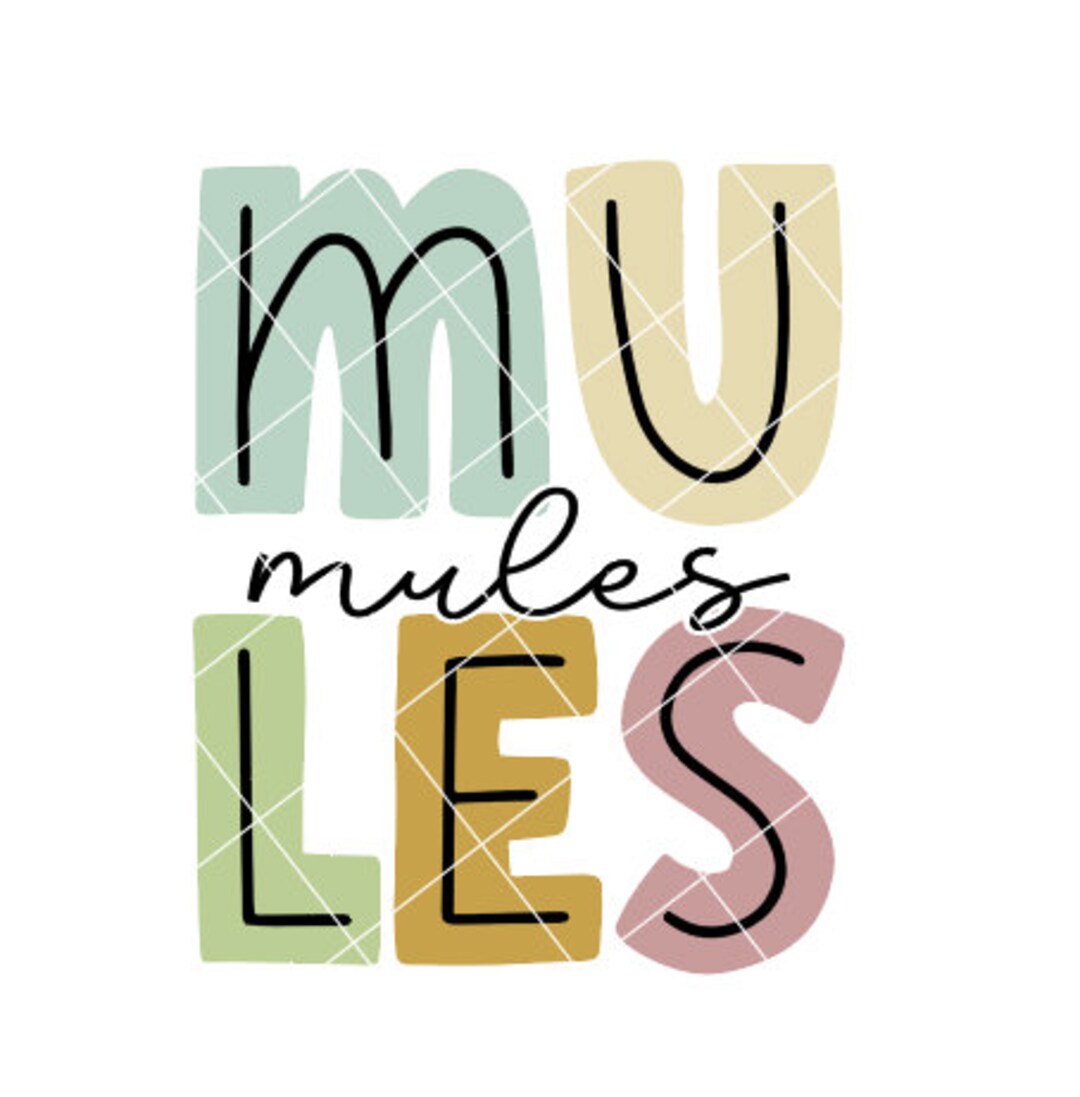 Mules Football - Colored Block Letters - SVG/DXF/PNG File for Cutting ...