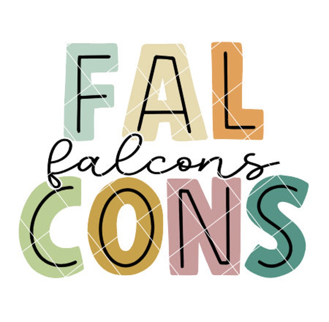 Falcons Football - Colored Block Letters - SVG/DXF/PNG File for Cutting ...