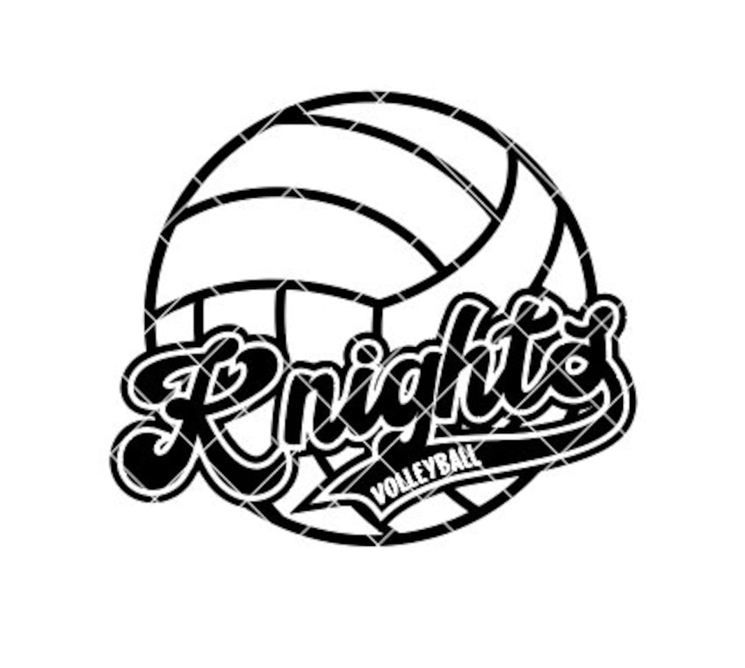 Knights Volleyball Retro Script Regular and Distressed - SVG/DXF/PNG ...