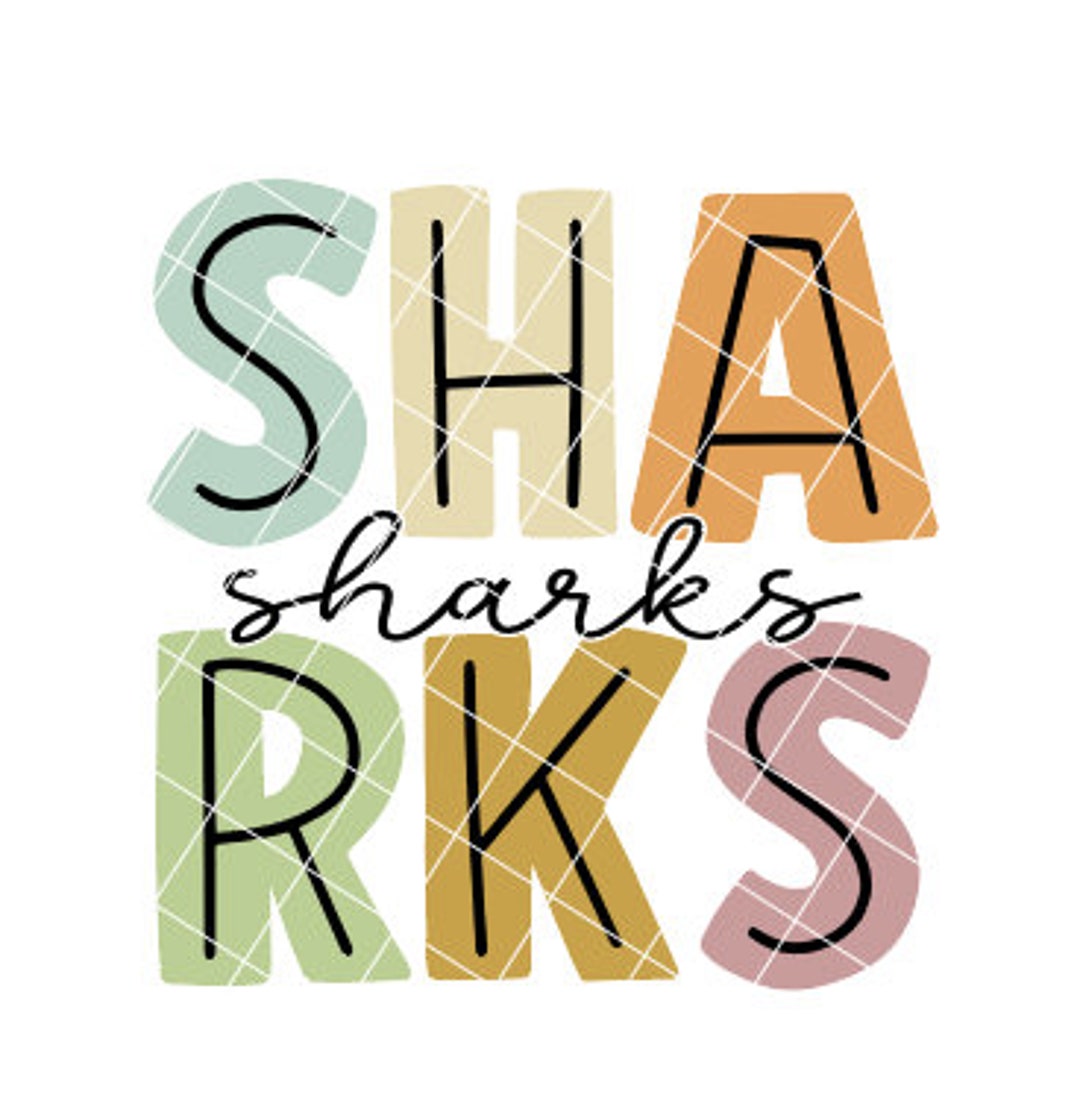 Sharks Football - Colored Block Letters - SVG/DXF/PNG File for Cutting ...