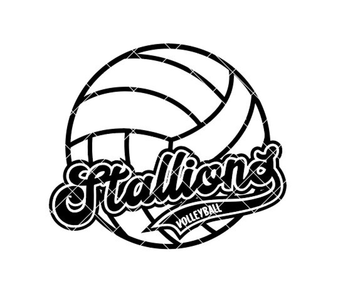 Stallions Volleyball Retro Script Regular and Distressed - SVG/DXF/PNG ...