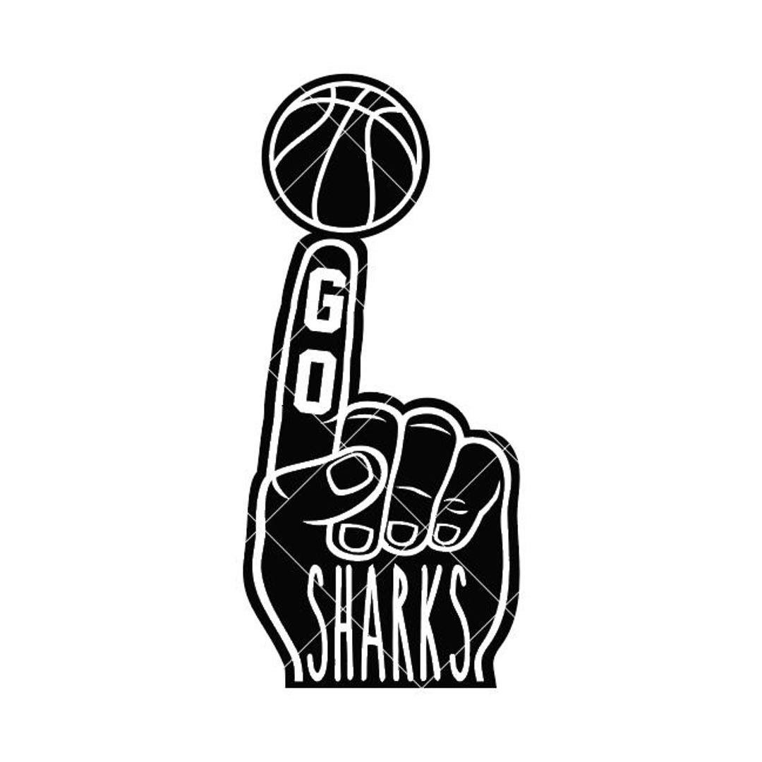 Sharks Basketball Foam Finger Design - SVG/DXF/PNG File for Cutting ...