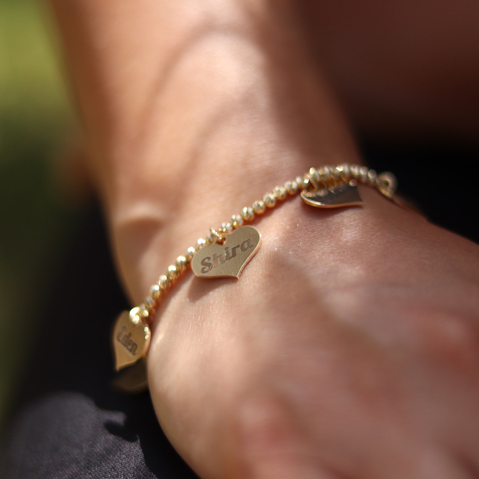 Hearts Names Bracelet 18k Gold Plated or 925 Sterling Silver | Etsy