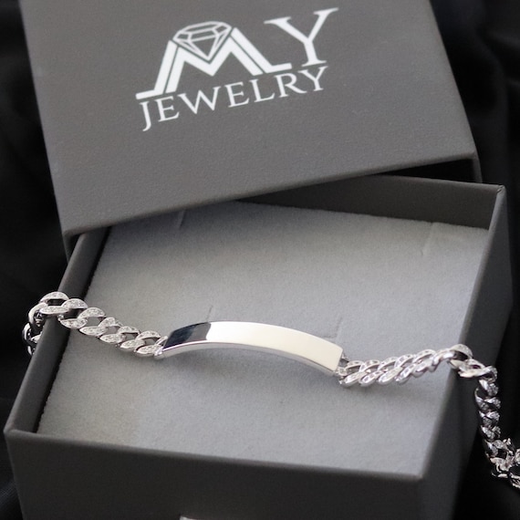 Silver name plate bracelet store
