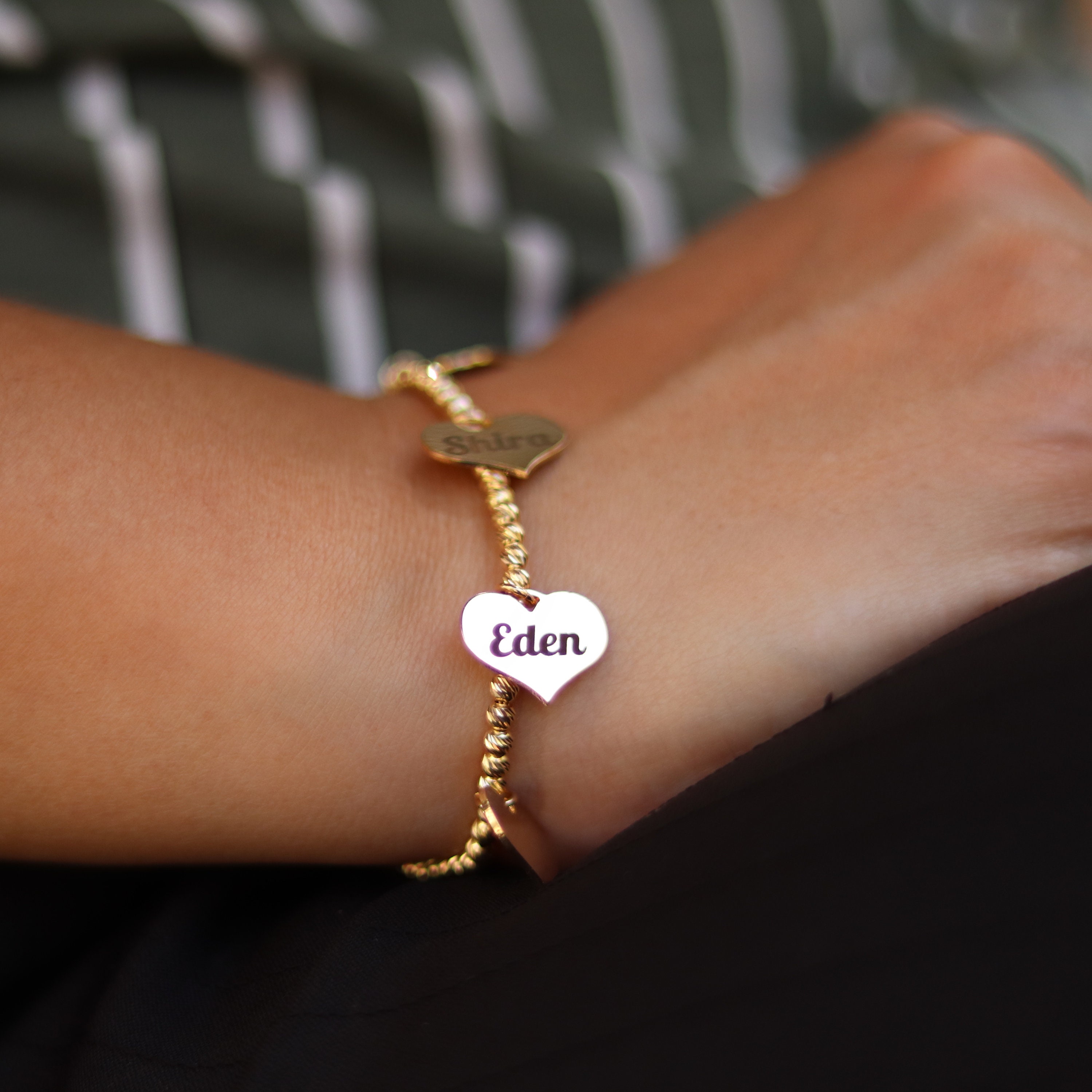 Hearts Names Bracelet 18k Gold Plated or 925 Sterling Silver | Etsy