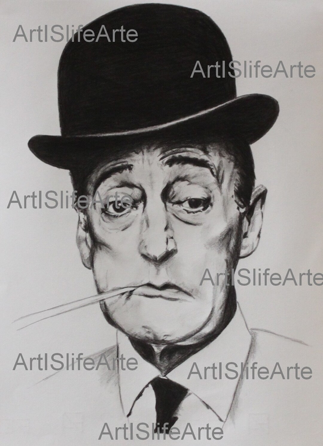 Portrait-portrait, Totò Instant Download, Charcoal Drawing, Charcoal ...