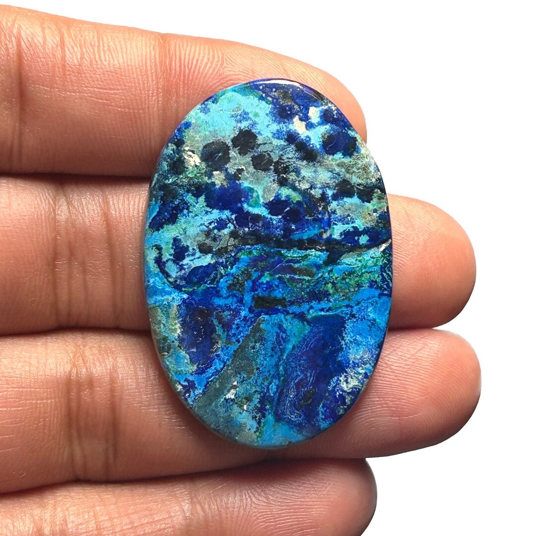 Bluebird Azurite Malachite Cabochon Gemstone Natural 42x29x5 MM, 62.10 ...