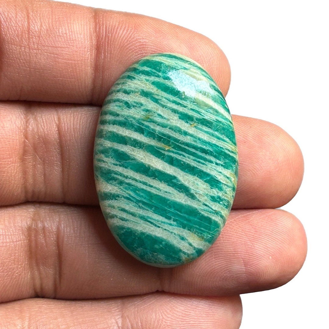 Amazonite Cabochon Gemstone From Russia Natural 36x24x7 MM, 60.25 Cts ...