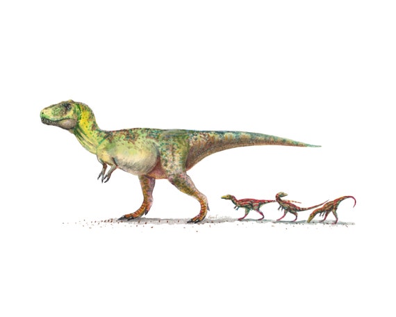 Baby Dinosaurs Nusery Art Print-at-home T. rex mother and | Etsy