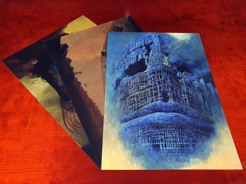 Zdzisław Beksiński Poster A3, Beksinski Burning Face Poster, Surreal ...