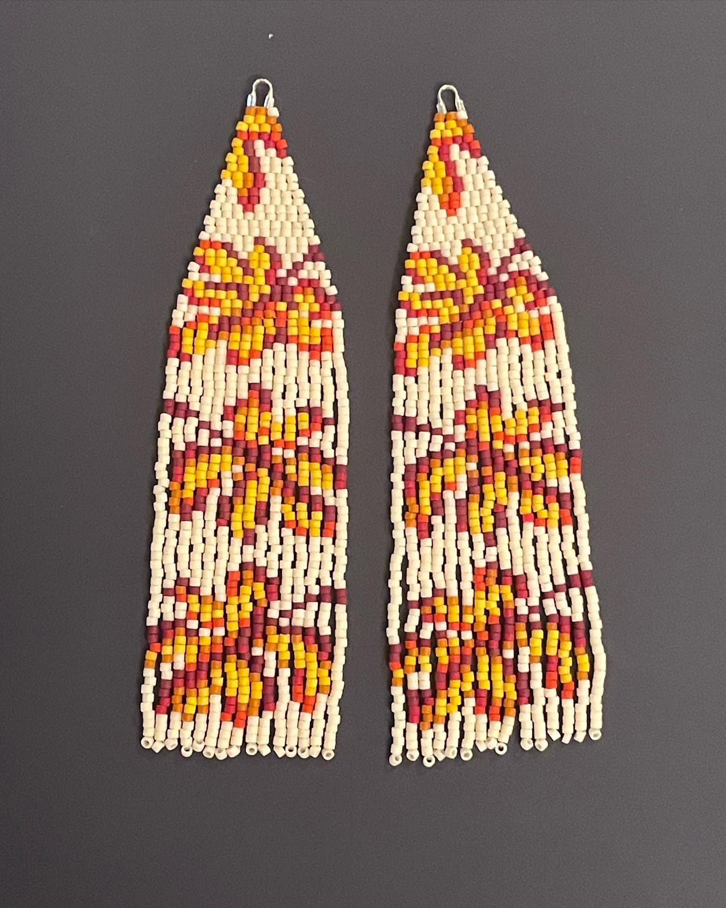Native American Beaded Fringe Earrings Fall / Thanksgiving - Etsy Canada