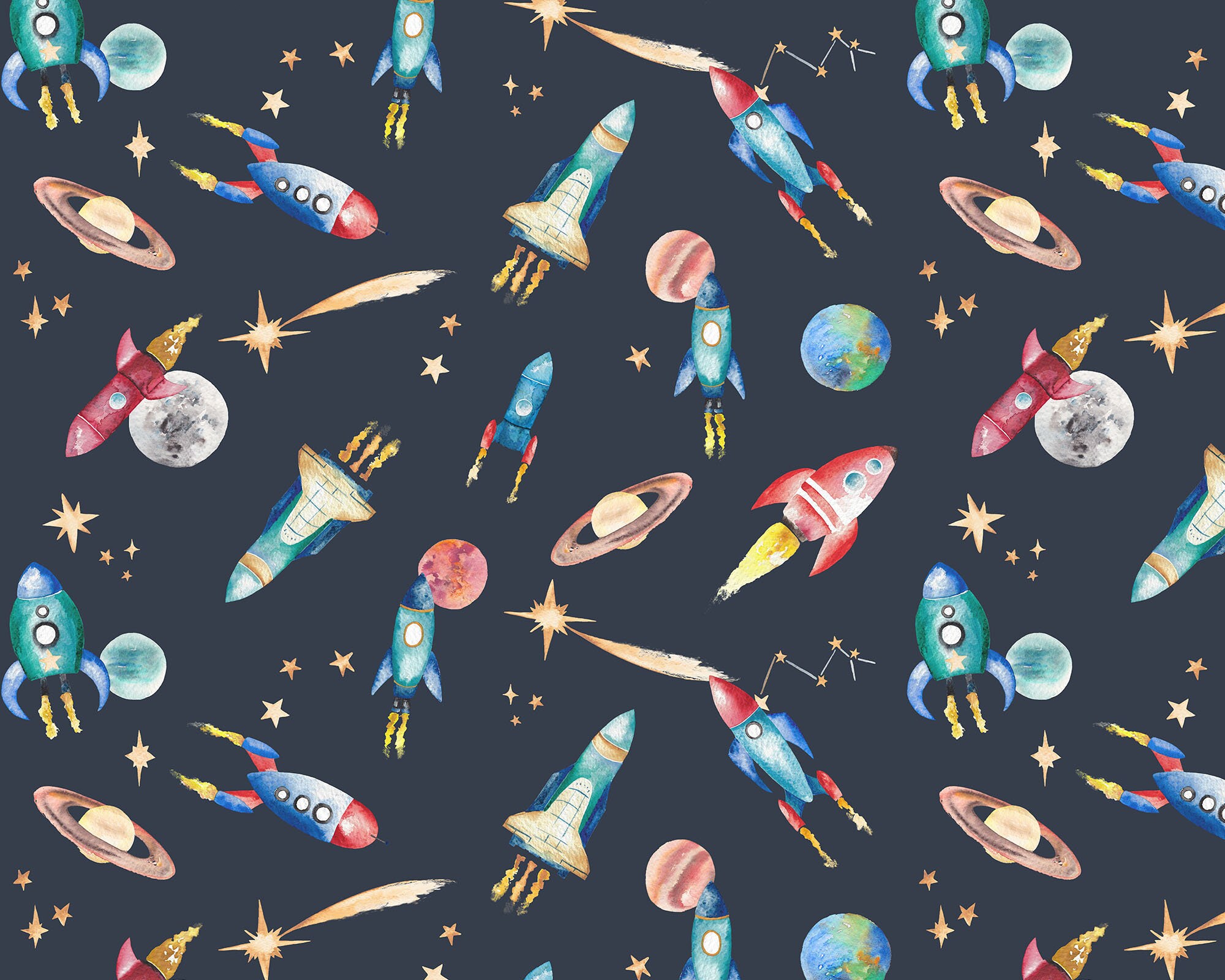 Rockets Children's Wallpaper - Etsy UK