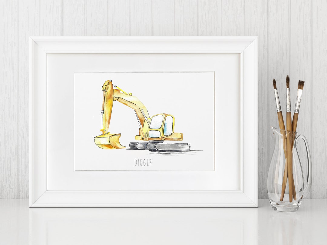 Watercolour Digger Children's Wall Print - Etsy