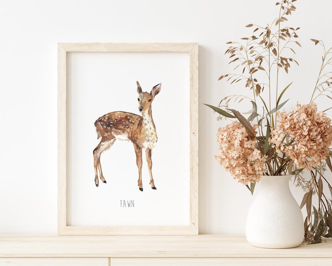 Watercolour Fawn Art Print - Etsy