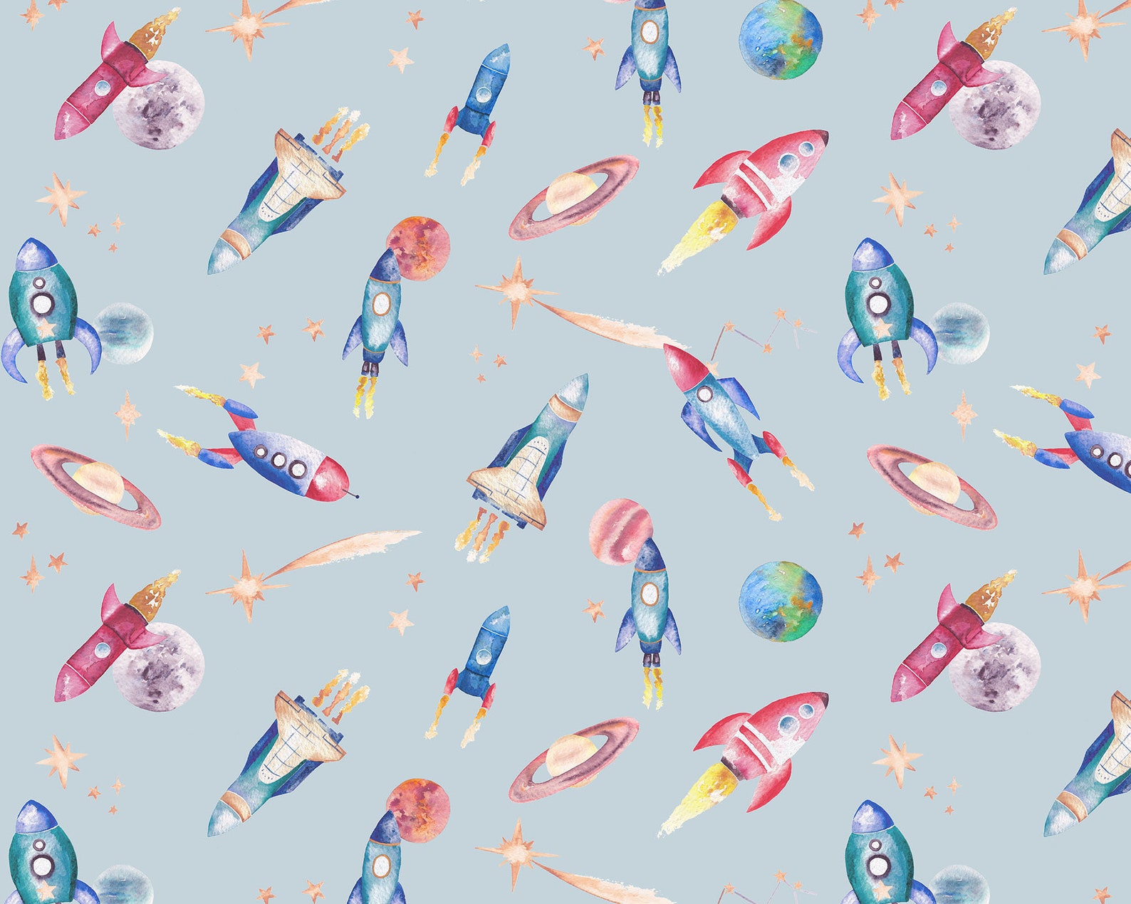 Rockets Children's Wallpaper - Etsy UK