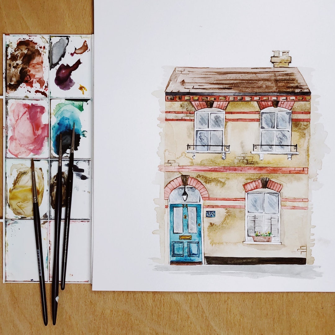 Hand-painted House Portrait - Custom Original Watercolour Painting of ...