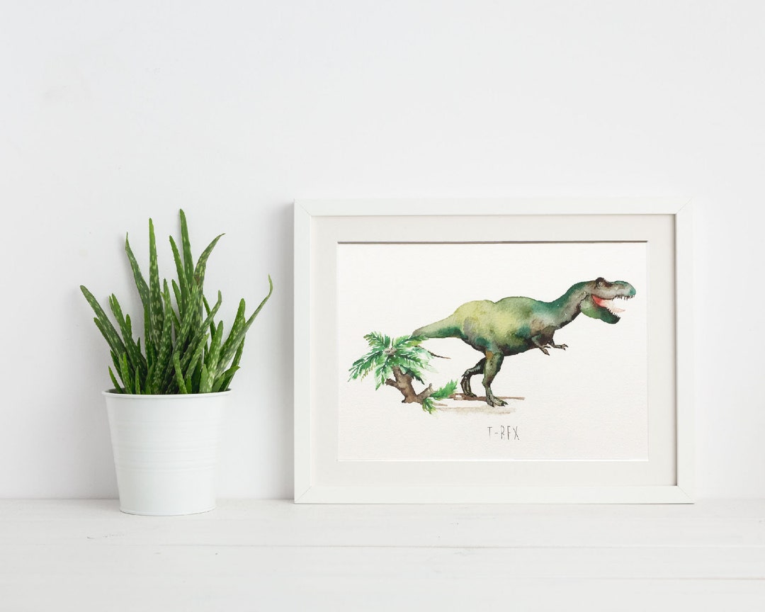 T-rex Tyrannosaurus Dinosaur Watercolour Print - Etsy