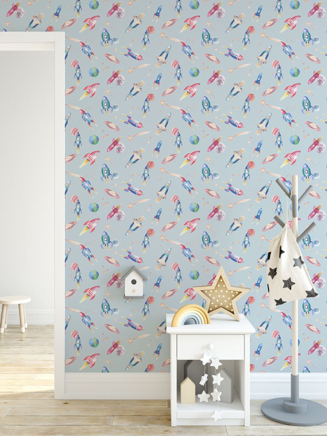 Rockets Children's Wallpaper - Etsy UK