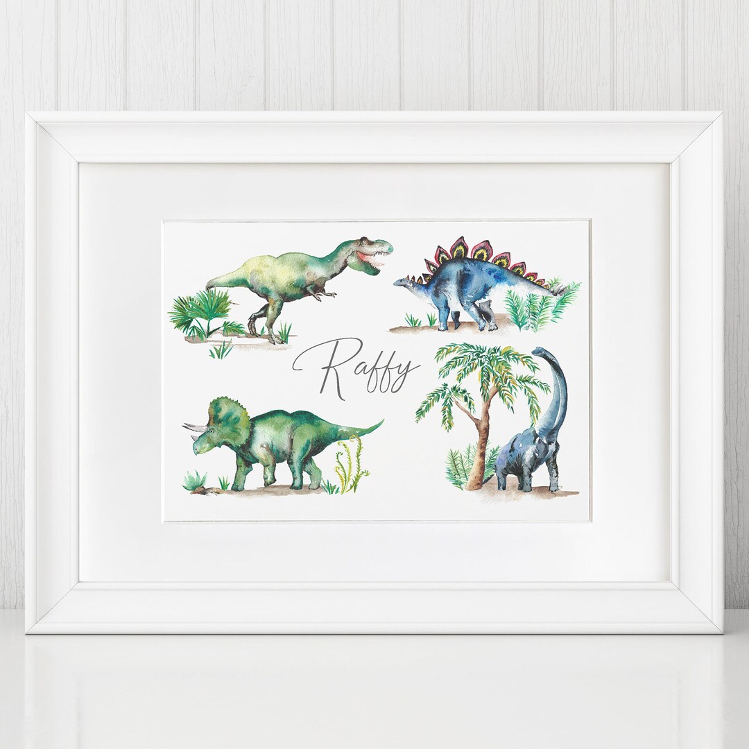 Dinosaurs Hand-painted Personalised Name Print - Etsy