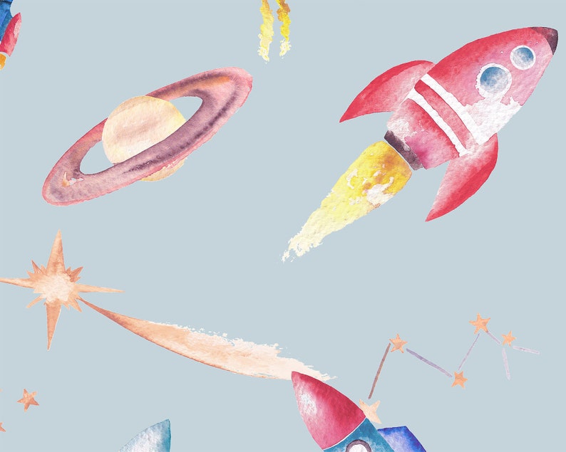 Rockets Children's Wallpaper - Etsy UK