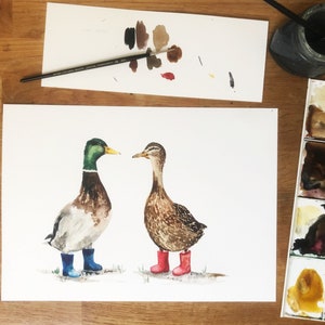 Ducks in Wellies Watercolour Art Print - Etsy