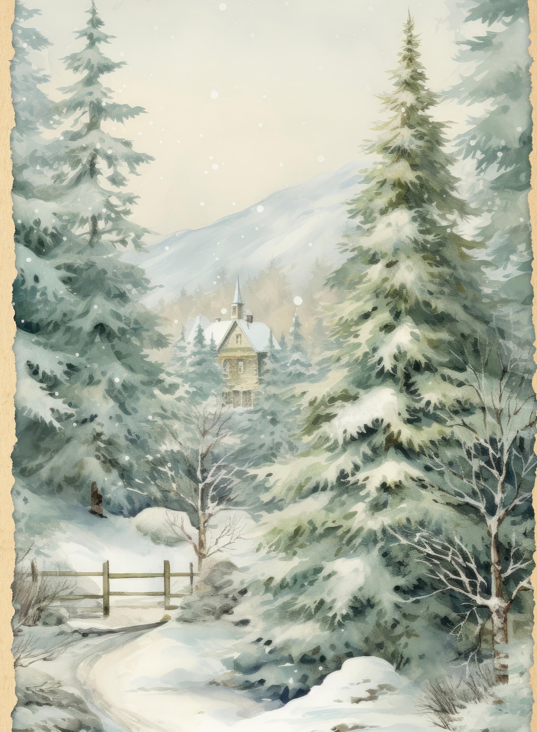 Winter Wonderland, Digital Printable, Winter Scene, Winter Scene With ...