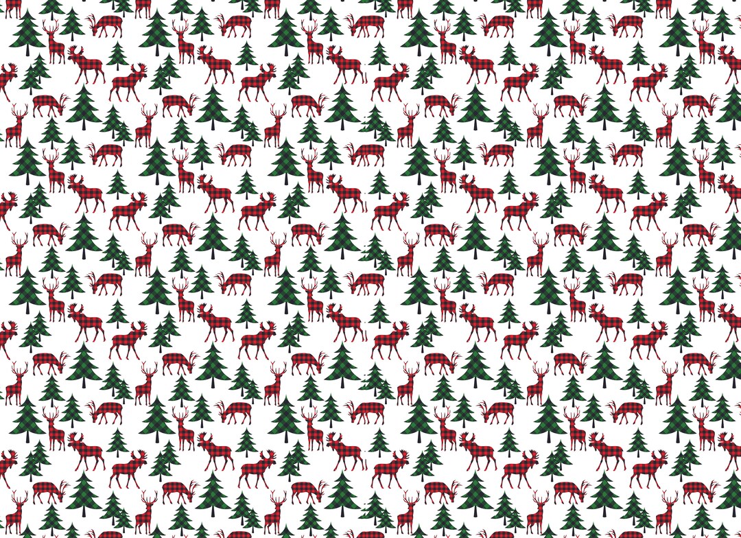 56_deer and Christmas Tree Plaid Decoupage Tissue, Deborahbucherdesigns ...