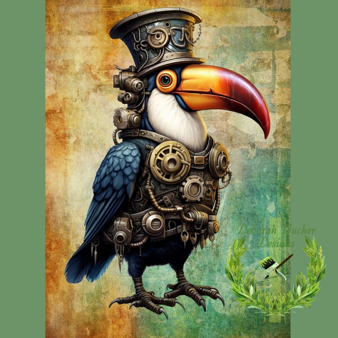 71_steampunk Parrot - Deborah Bucher Designs, Decoupage Tissue Paper ...
