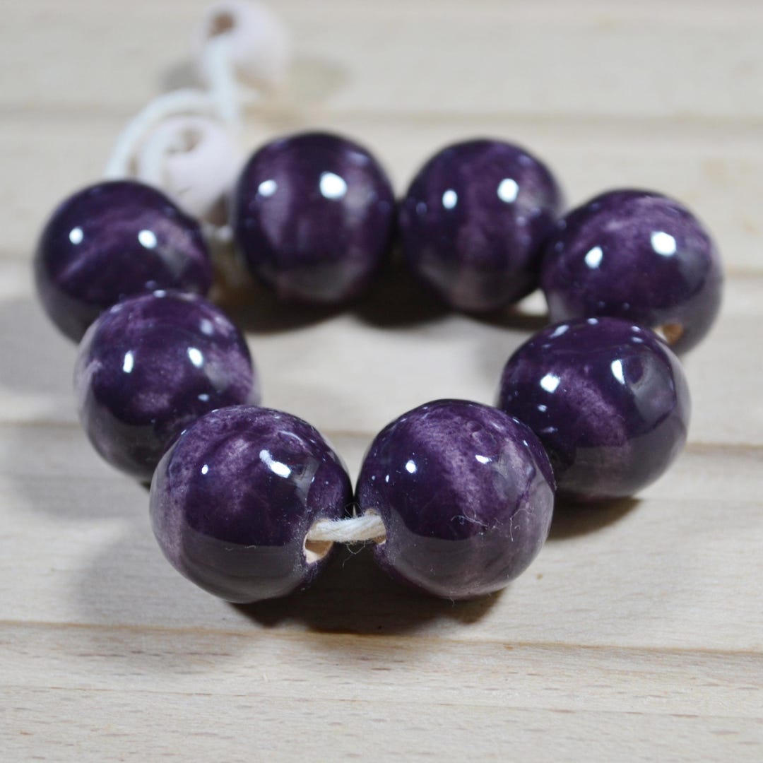 Round Purple Beads, Diameter 18 Mm. Beads 8 Pcs. Made to Order ...
