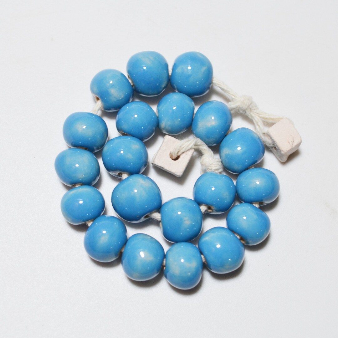 Round Beads 12 Mm. Spherical Blue Sky Beads. Ceramic Spacers Beads for ...