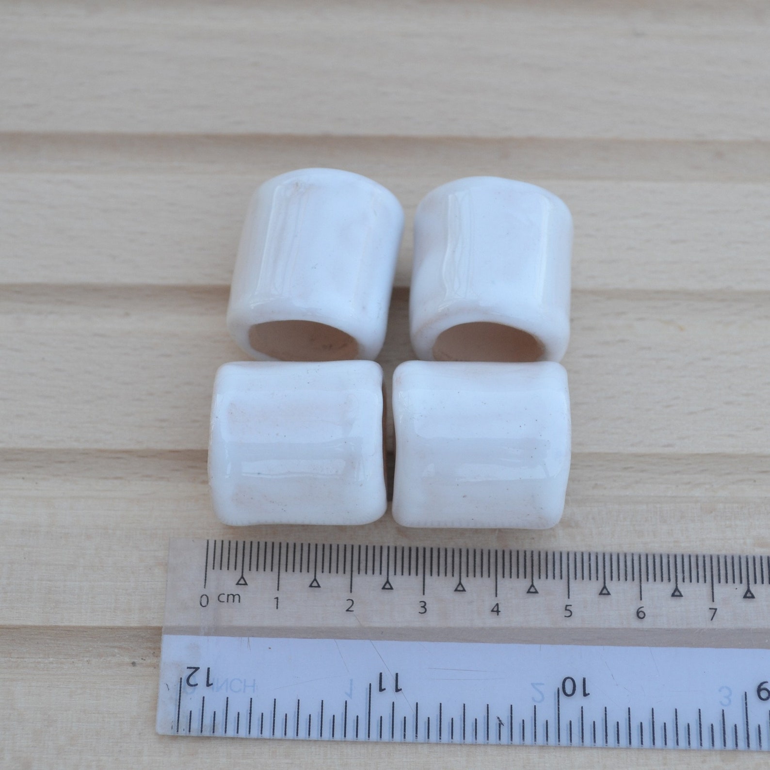Large Ceramic Beads. 23 Mm X 22 Mm Hole 14 Mm. Set of 4 Tube - Etsy
