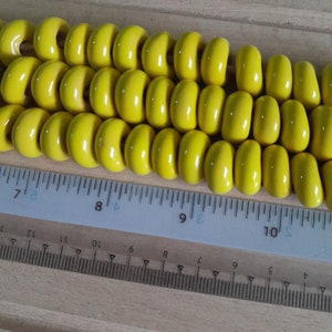 20 Pcs Bright Yellow Ceramic Handmade Disc Beads (approx. 16x7mm, 5mm ...
