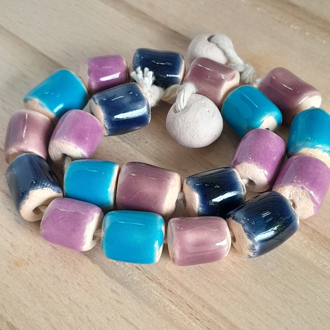 Set of Different Color Beads. Beads 12x10 Mm, 20 Psc. Cylindric Beads ...