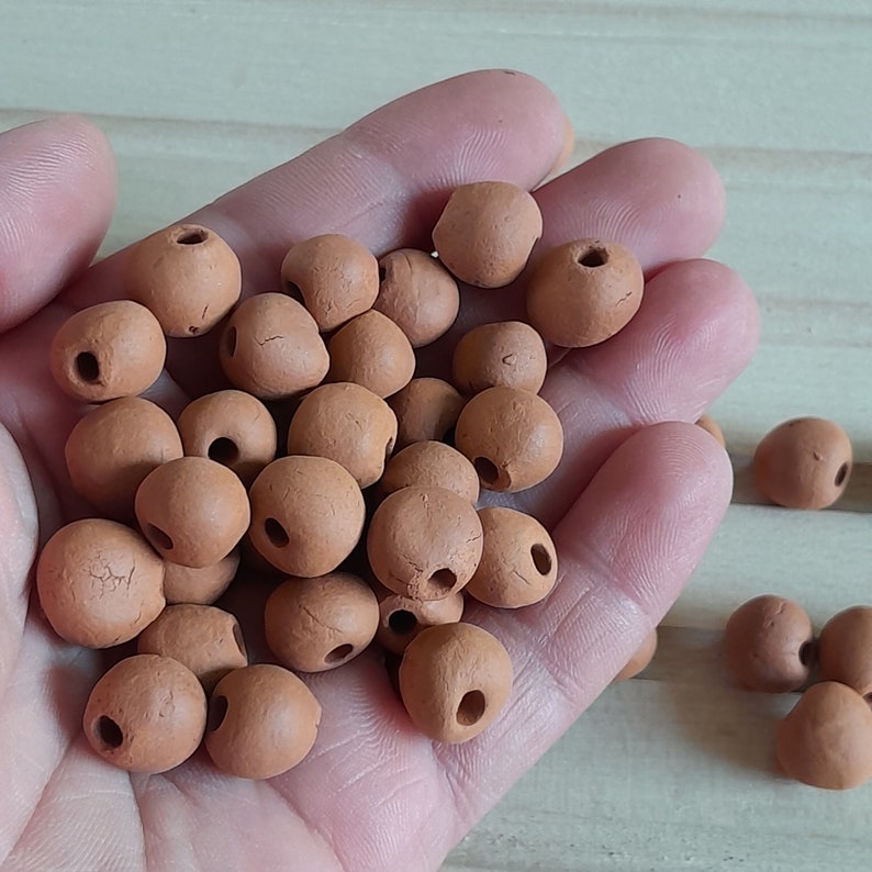 200g Handmade Red Clay Beads: Unglazed Spherical Jewelry Supplies - Etsy